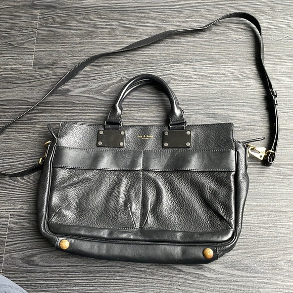 rag & bone | Bags | Rag And Bone Black Leather Purse With Gold And ...